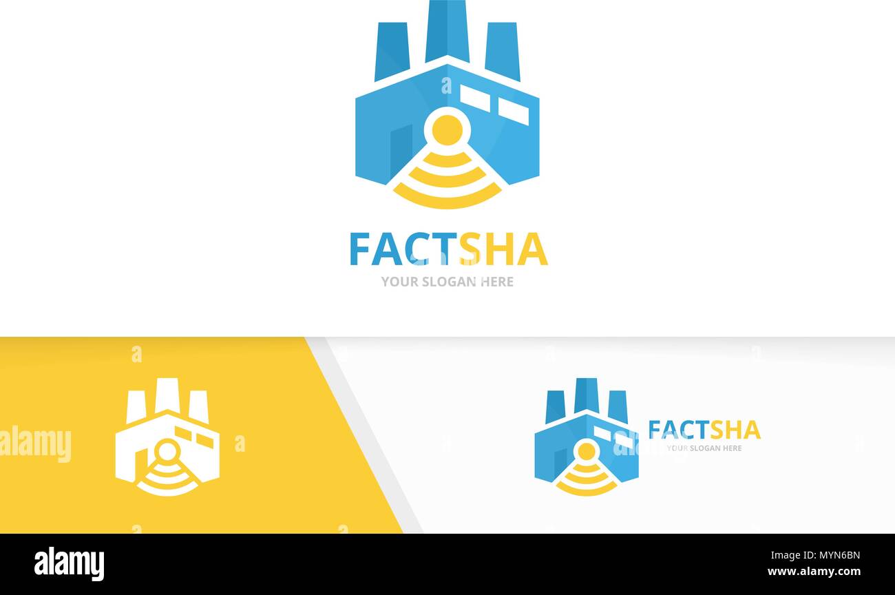 Vector factory and wifi logo combination. Industry and signal symbol or ...
