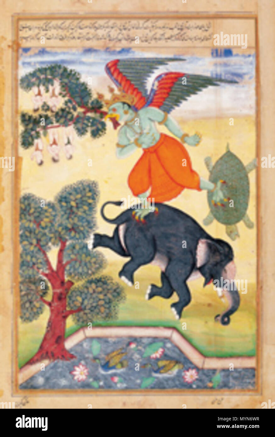 . Painting of Razmnama . Garuda , vishnu's eagle want to amrita to free ...