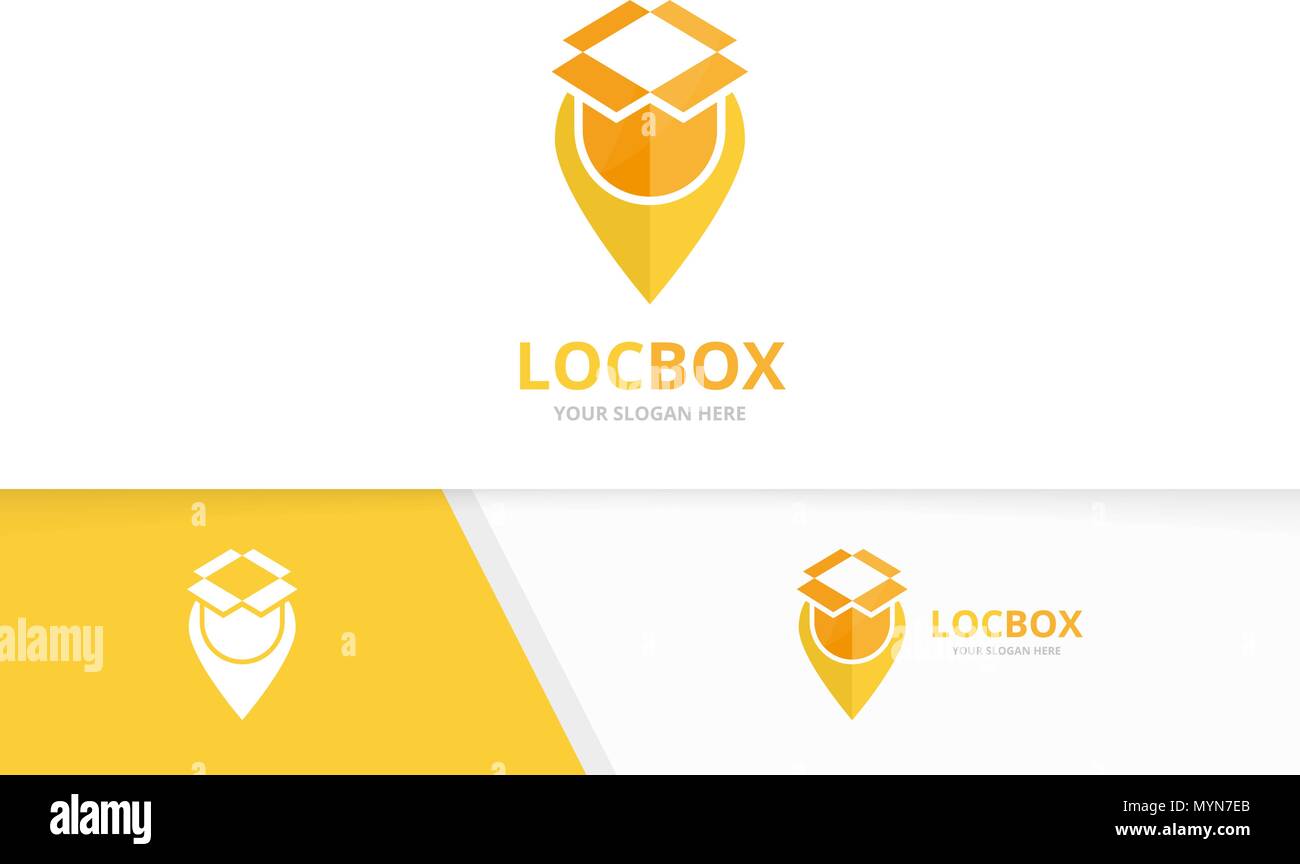 Vector Box And Map Pointer Logo Combination Package And Gps Locator Symbol Or Icon Unique