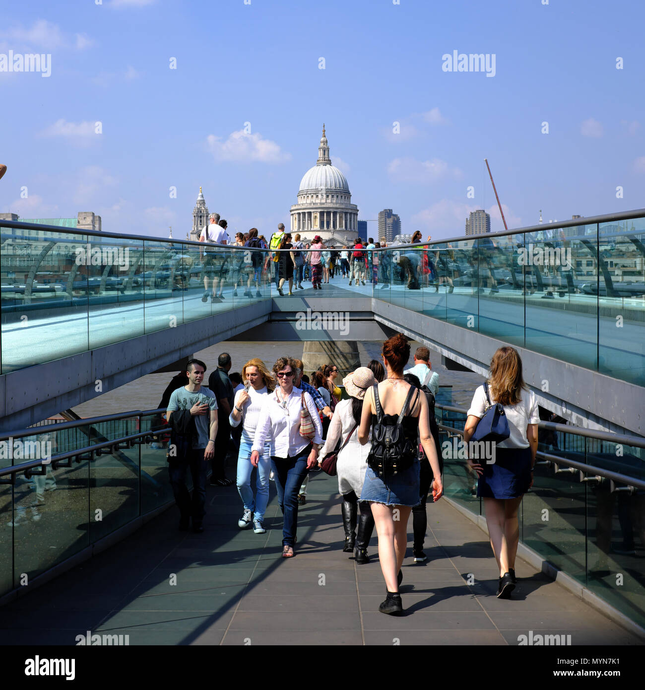 People on Millennium Bridge, London, England, UK Stock Photo - Alamy