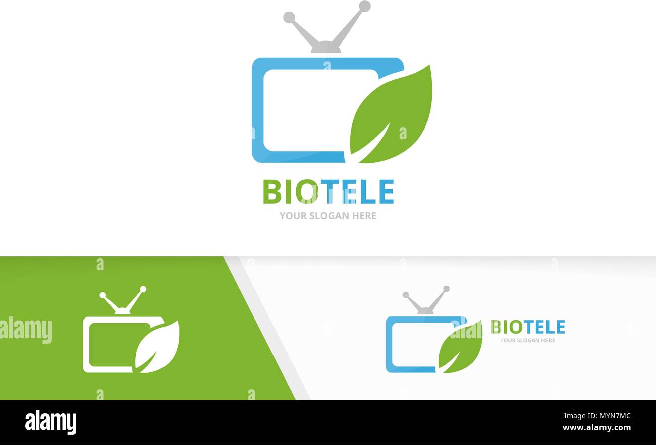 Vector tv and leaf logo combination. Television and eco symbol or icon ...