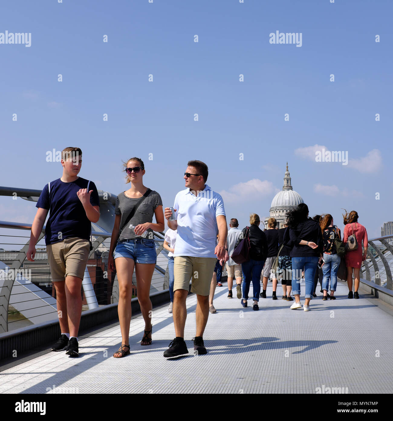 People on Millennium Bridge, London, England, UK Stock Photo - Alamy