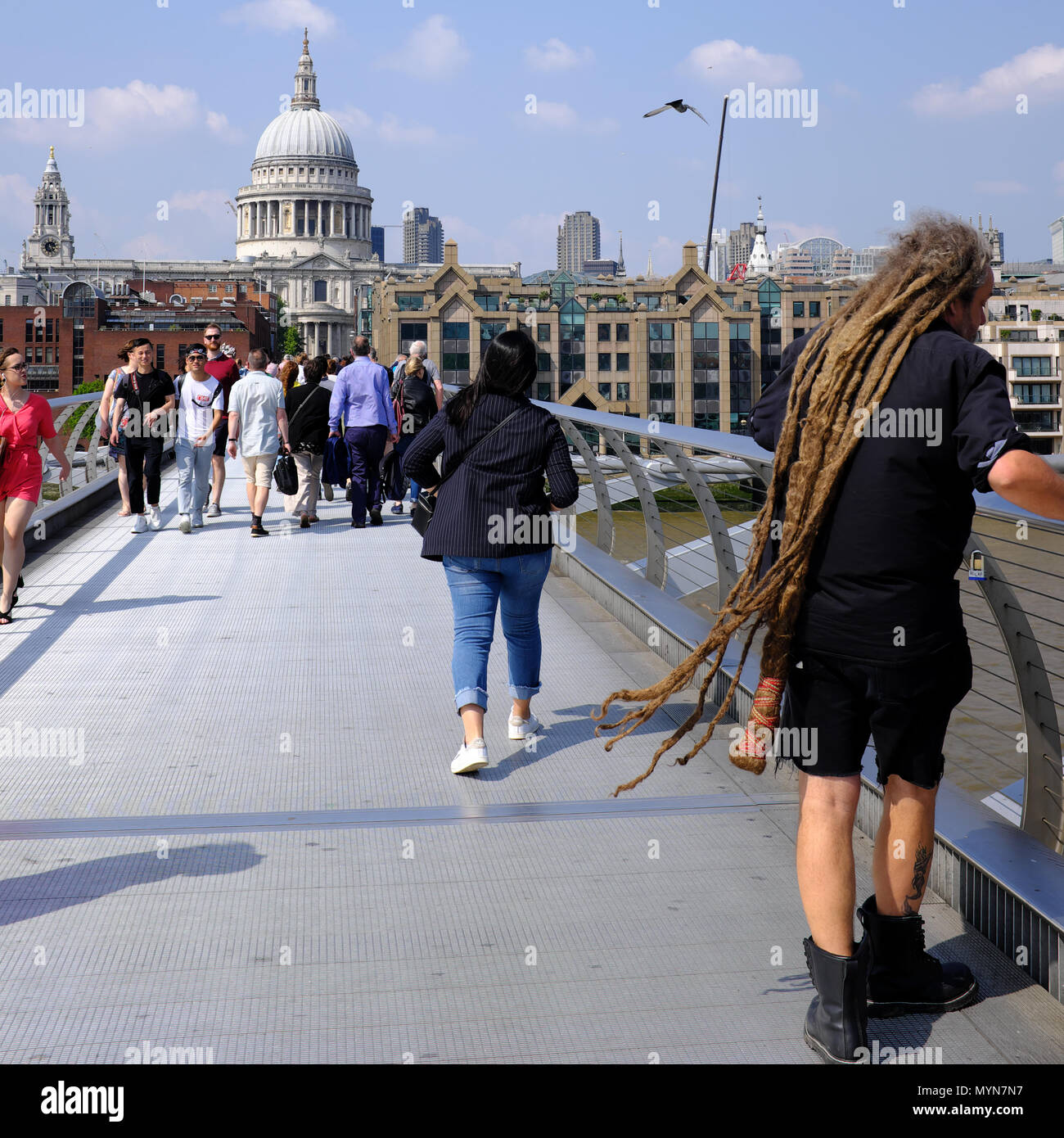 People on Millennium Bridge, London, England, UK Stock Photo - Alamy