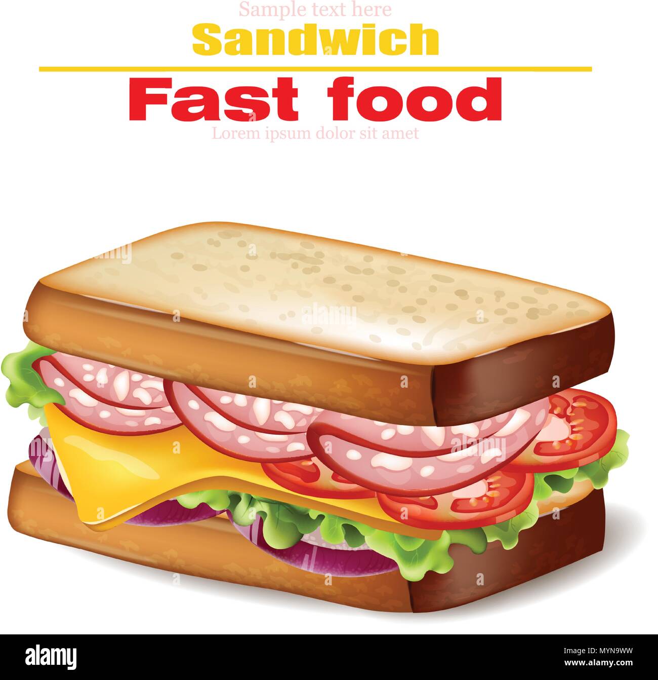 Sandwich Vector realistic. Fast food 3d detailed illustration Stock ...