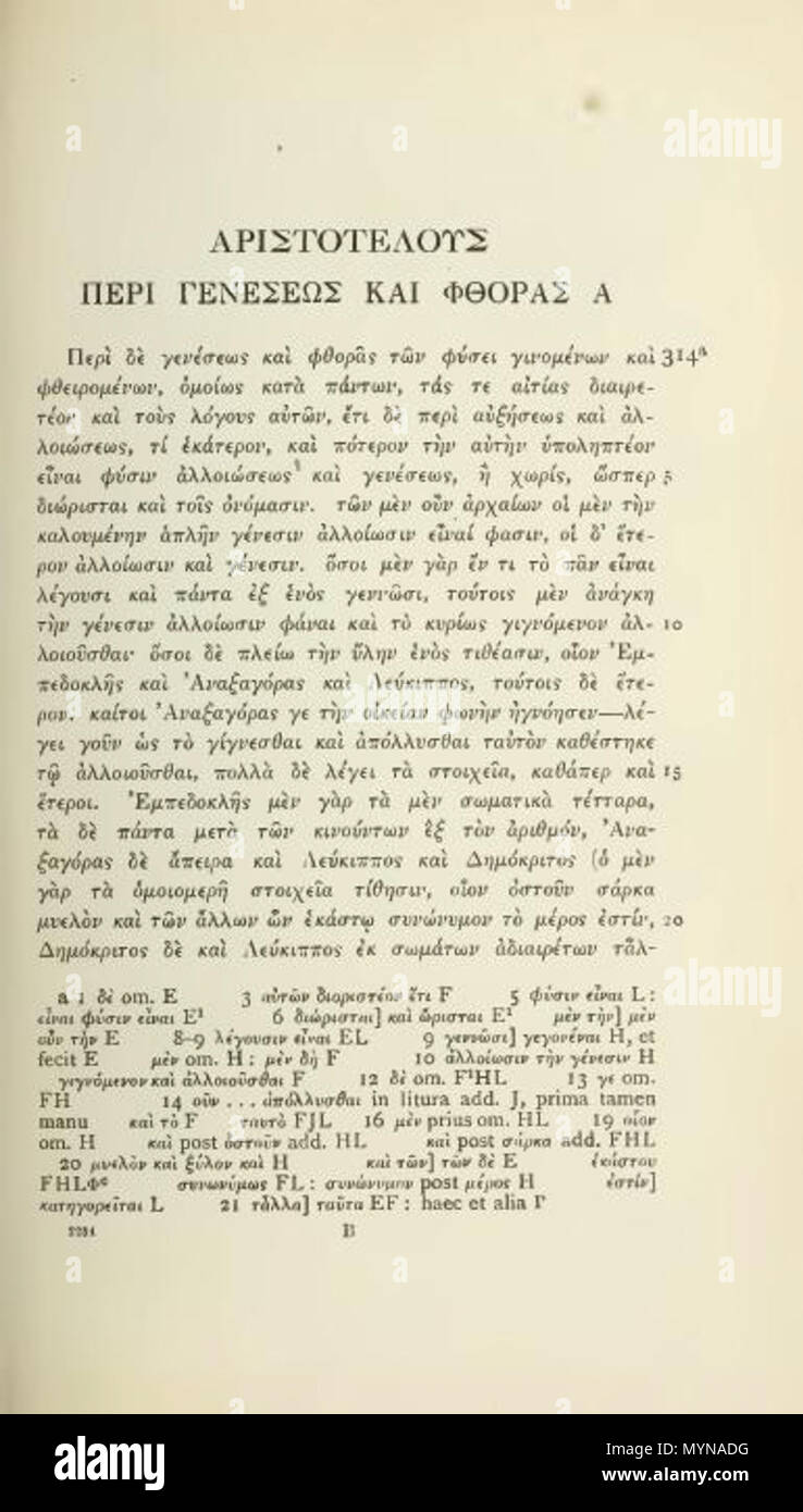 . English: page from the book 'peri geneseos kai fthoras' . 1922 ...