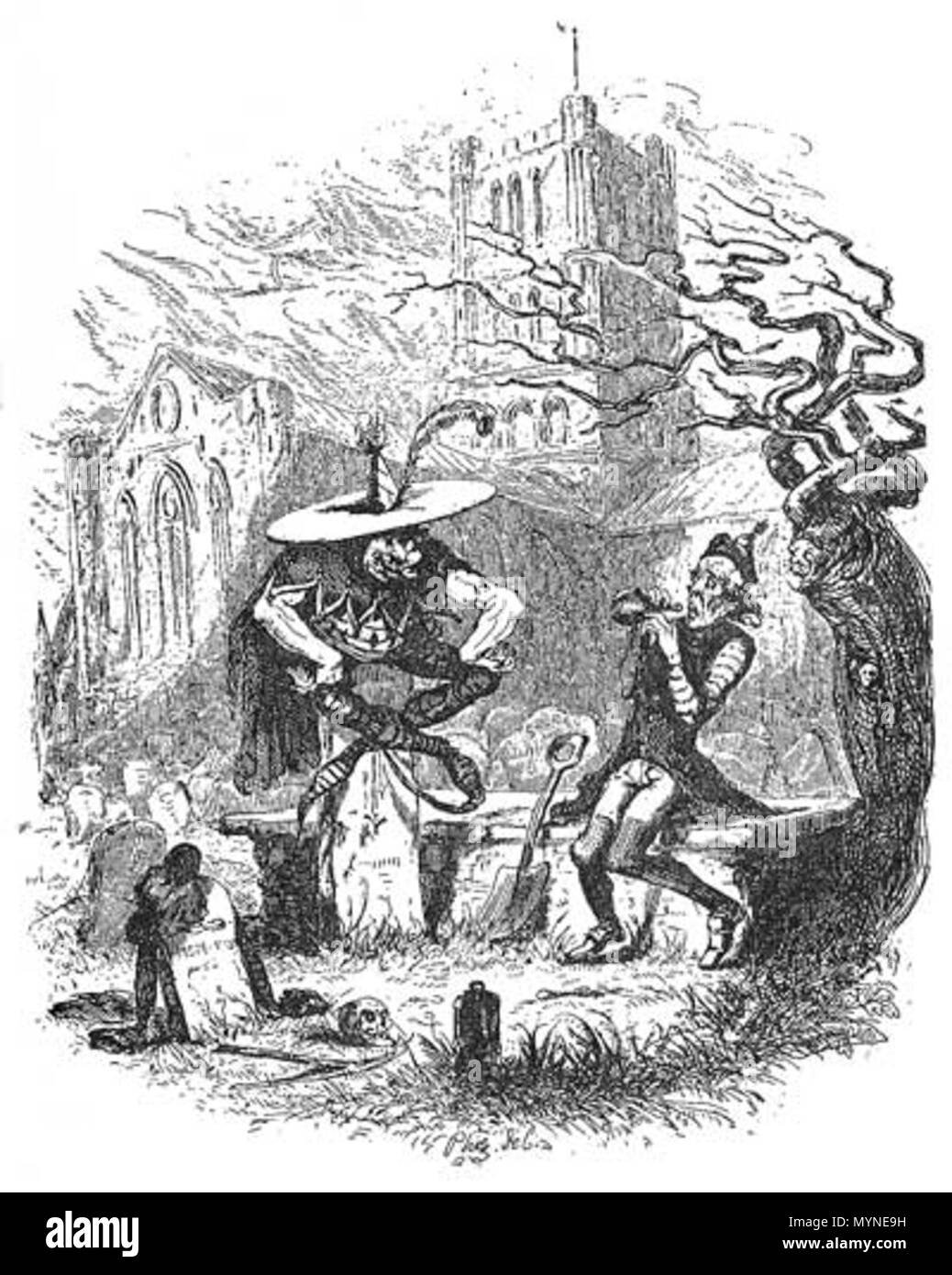 . English: Pickwick Papers, The Goblin and the Sexton . 1837. Hablot ...
