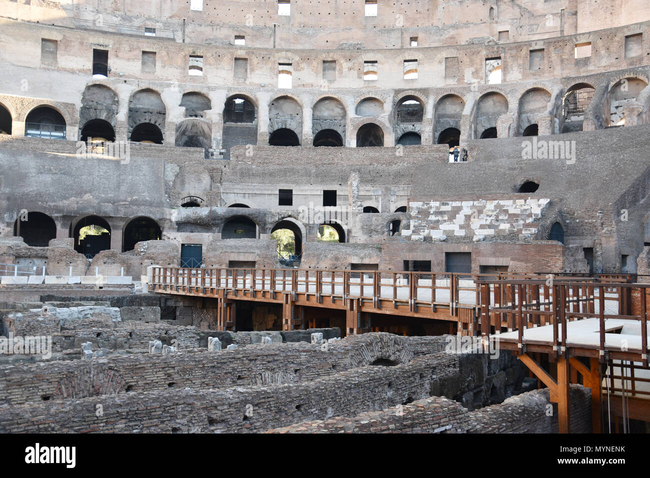 Interior view of stands and floor in the Colosseum (Coliseum) or ...