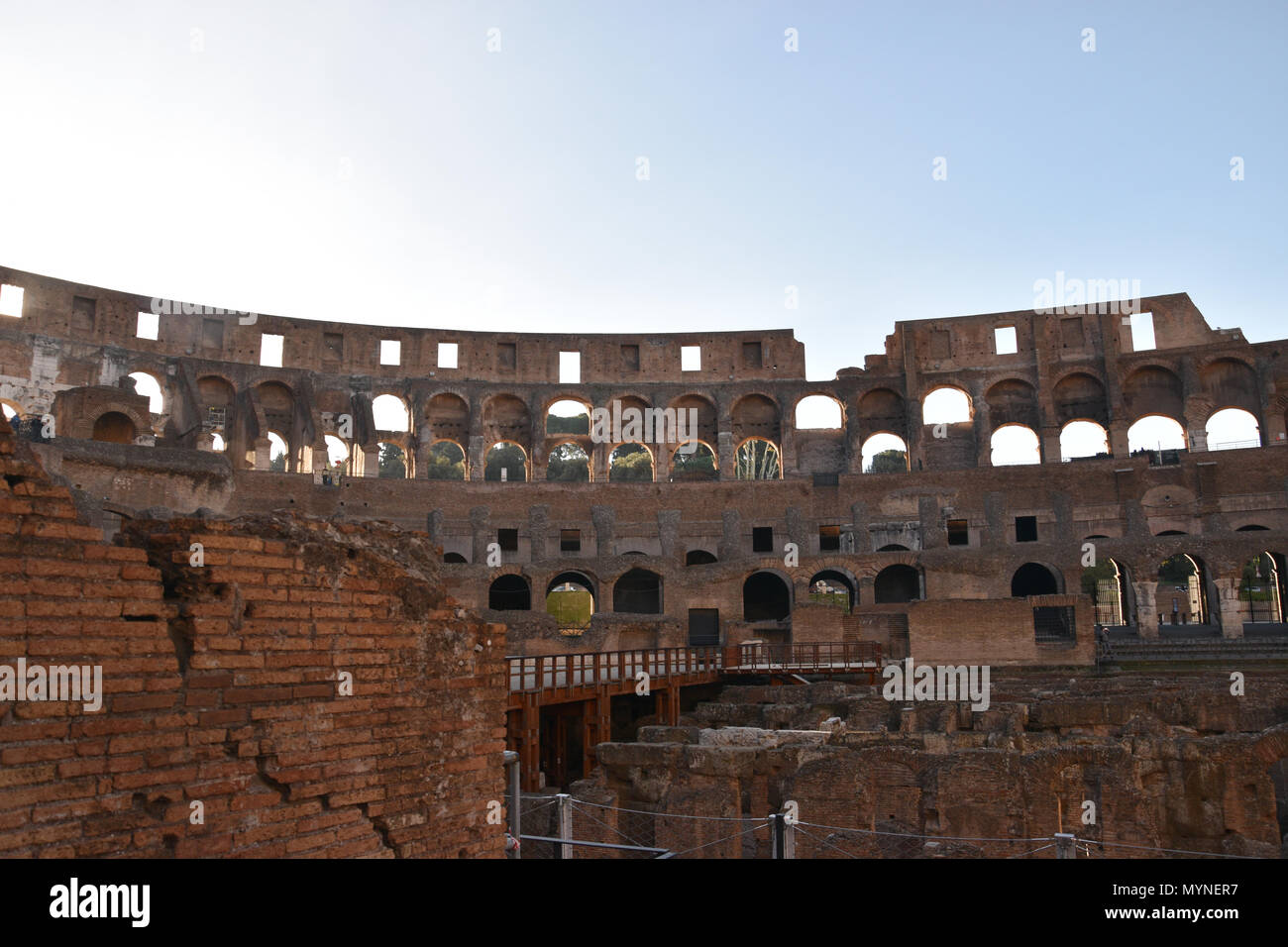 Interior view of stands and floor on the Colosseum (Coliseum) or ...