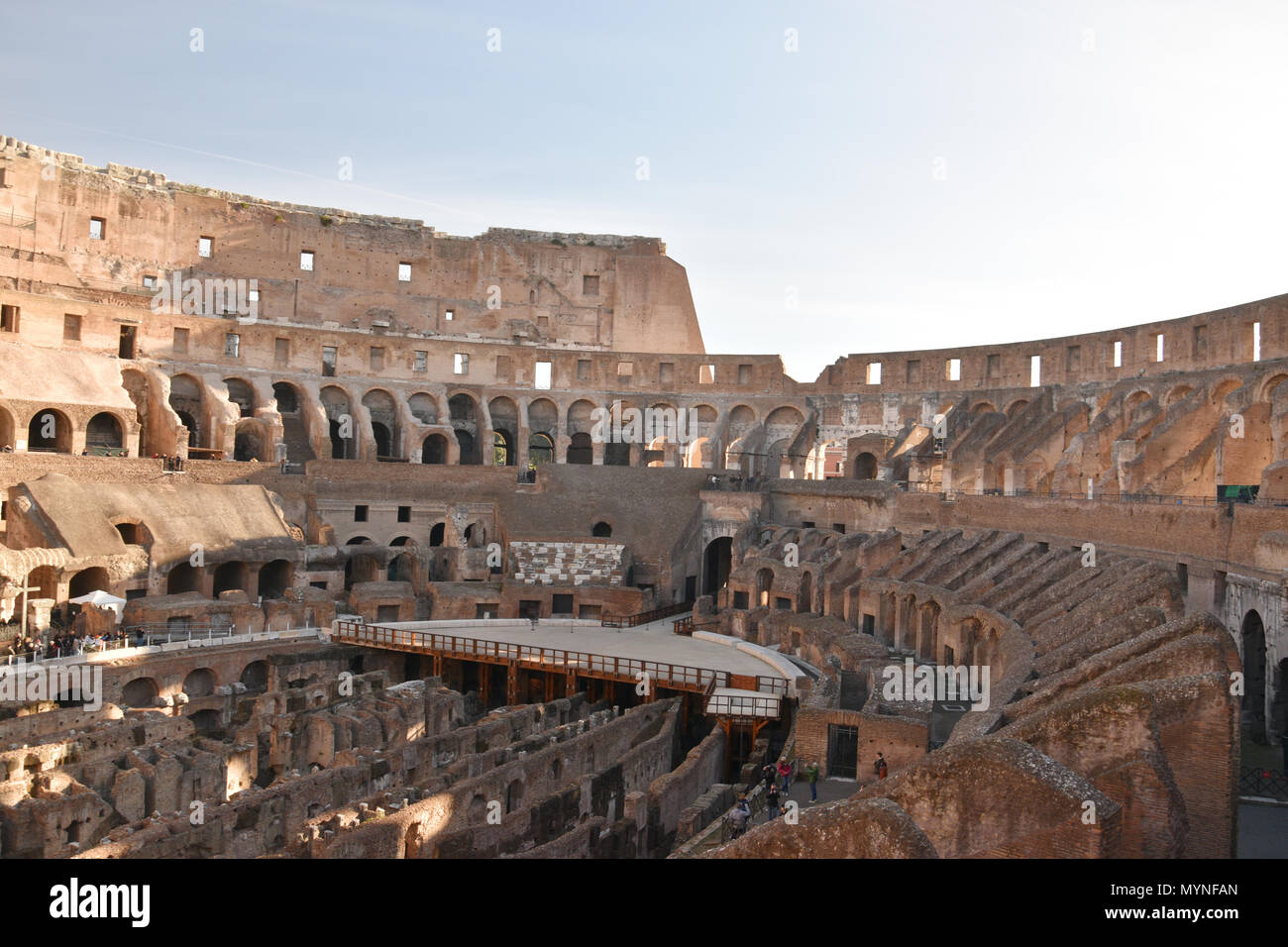 Interior view of stands and floor in the Colosseum (Coliseum) or ...