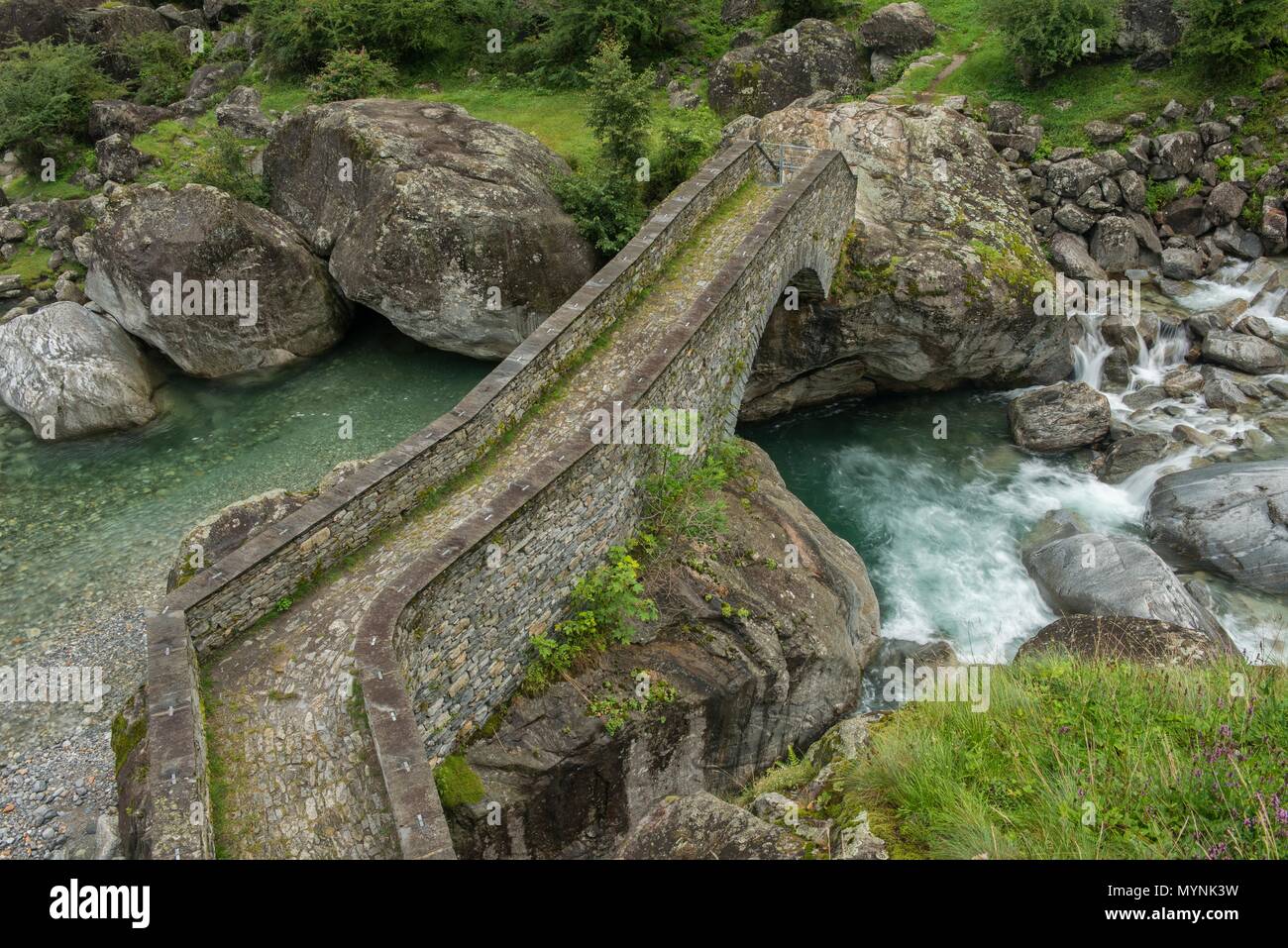 Europe; Switzerland; Ticino; Val Bavona; Village; Fontana,ancient ...