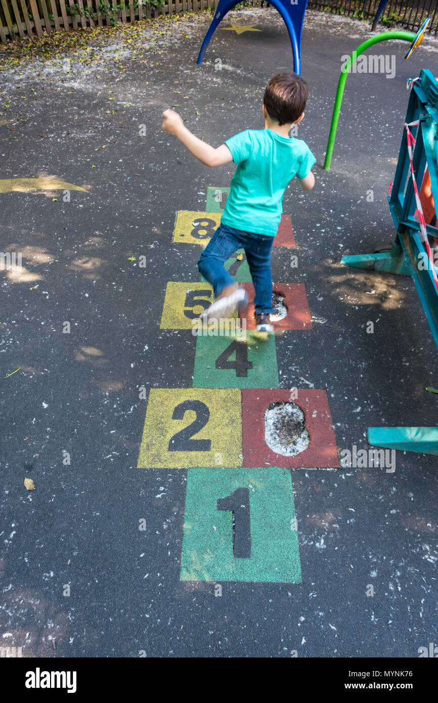 Children Playing Hopscotch