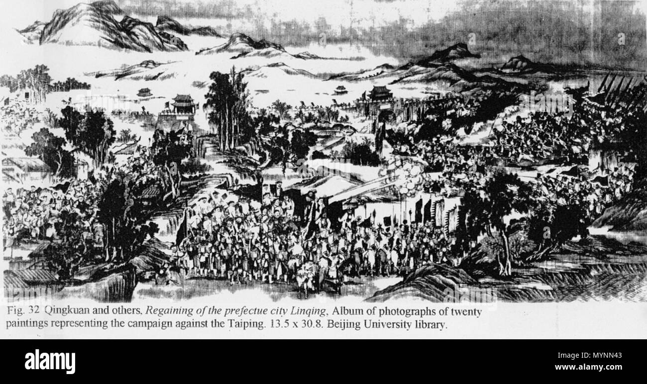 . A scene of the Taiping Rebellion, 1850-1864 . 19th century. Qingkuan ...
