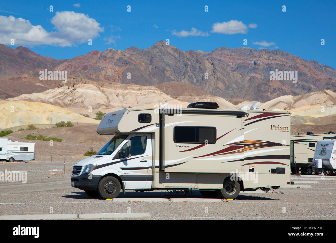 Motorhome in Sunset campground, Death Valley National Park, California ...
