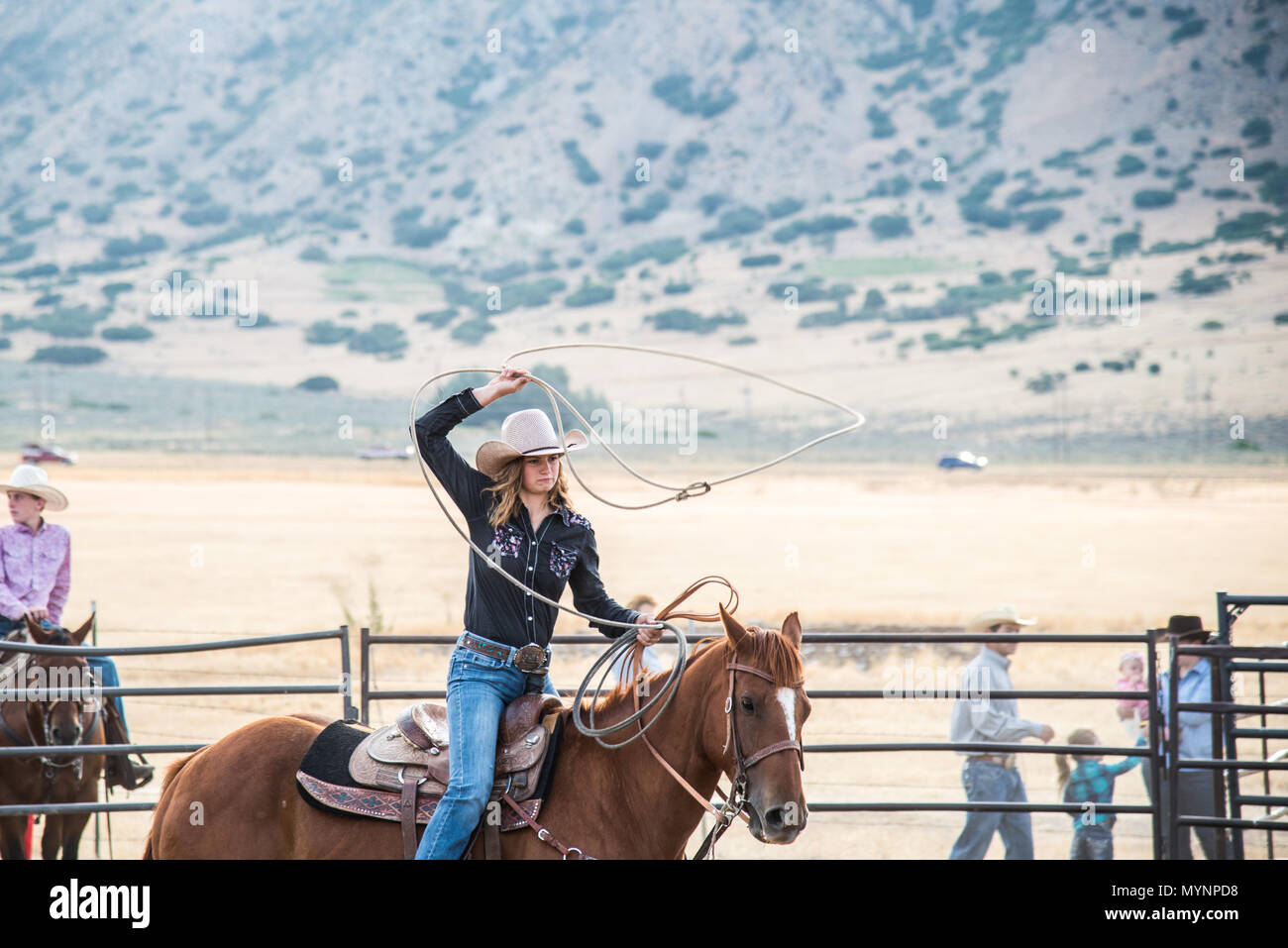 Cowgirl Horse Ranch Lasso High Resolution Stock Photography and Images ...