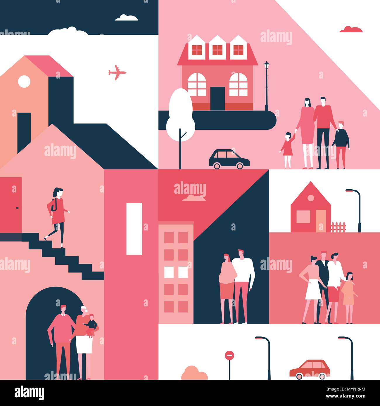 Family - flat design style conceptual illustration Stock Vector Image ...