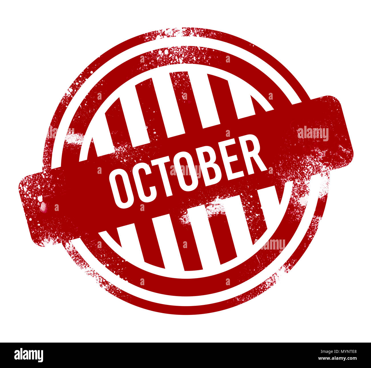 October - red grunge button, stamp Stock Photo - Alamy