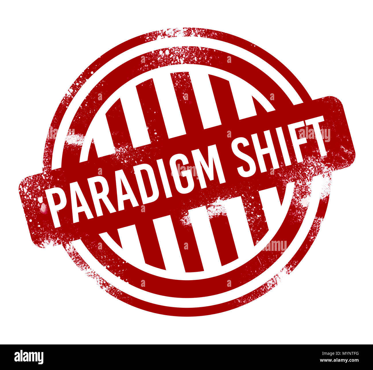 Paradigm shift - red grunge button, stamp Stock Photo - Alamy