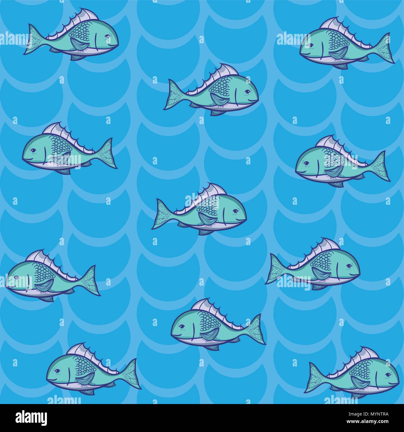 Fish pattern blue background Stock Vector Image & Art - Alamy