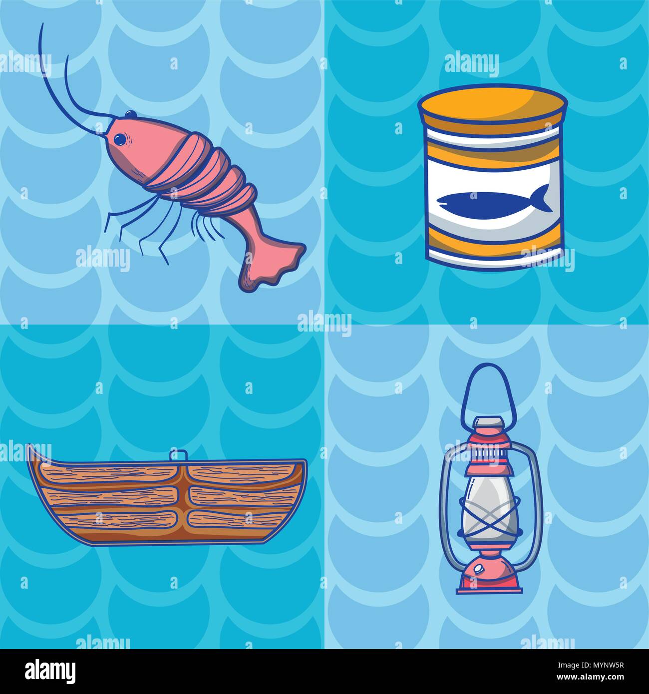Set of fishing cartoons Stock Vector Image & Art - Alamy