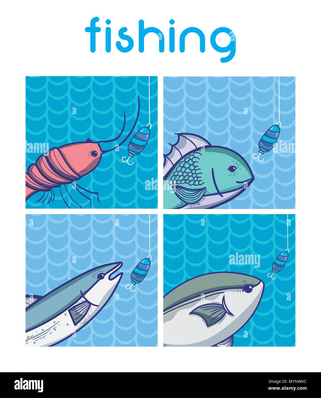 Set of fishing cartoons Stock Vector Image & Art - Alamy