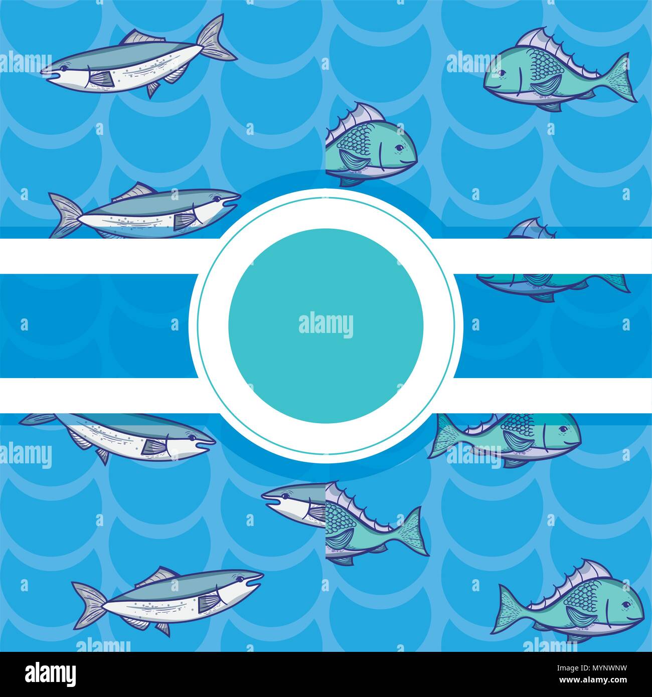 Fish pattern blue background Stock Vector Image & Art - Alamy
