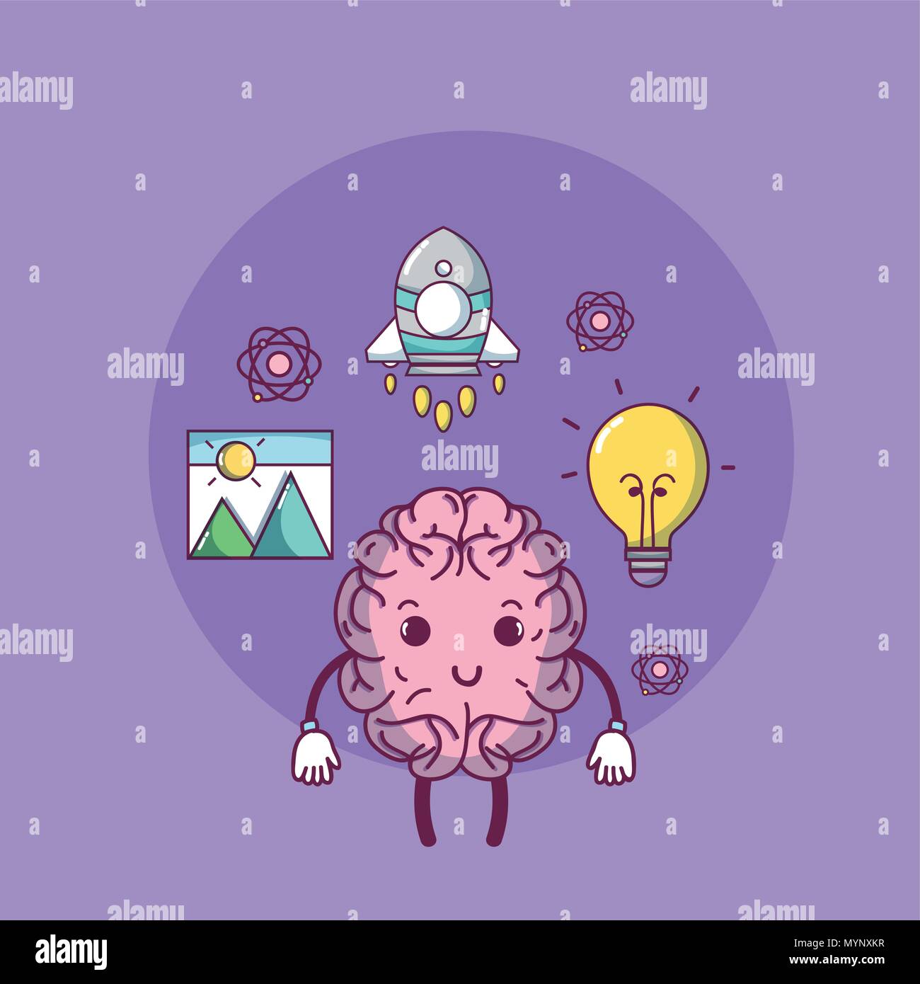 Cute brain cartoon Stock Vector Image & Art - Alamy
