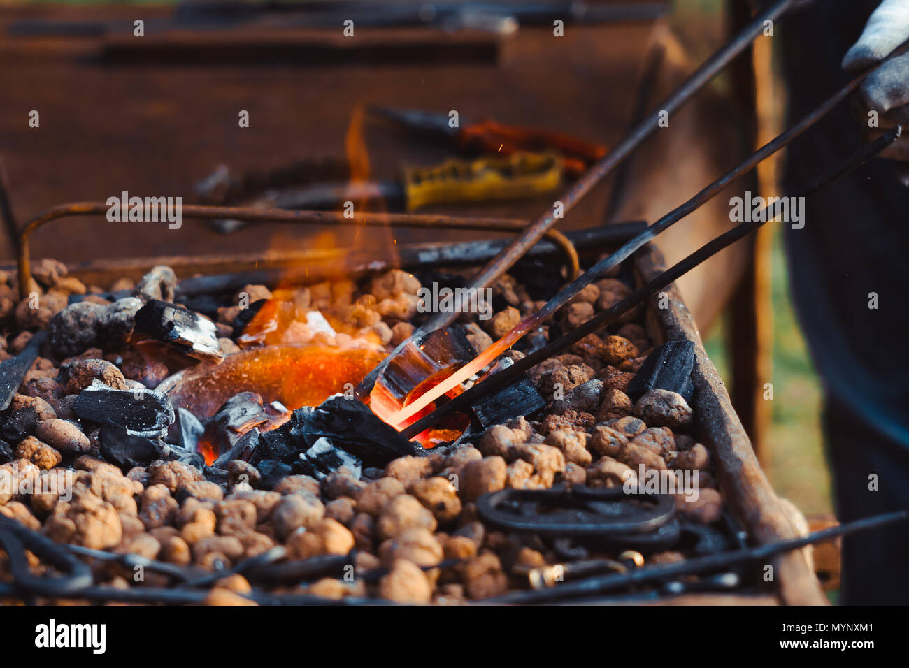 Forge fire Forge fire used for creating iron tools in blacksmith's ...
