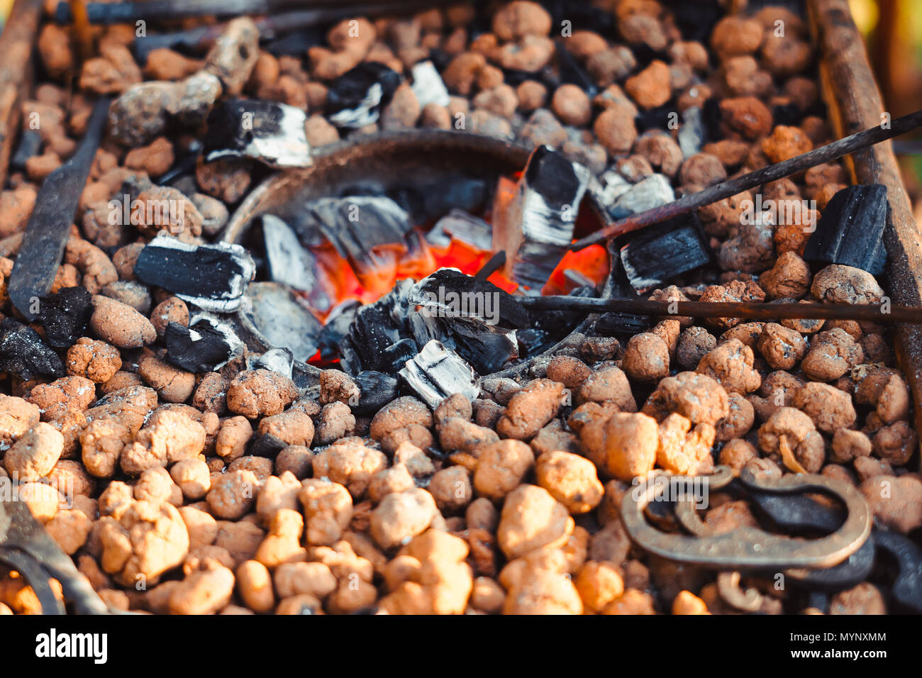 Forge fire Forge fire used for creating iron tools in blacksmith's ...