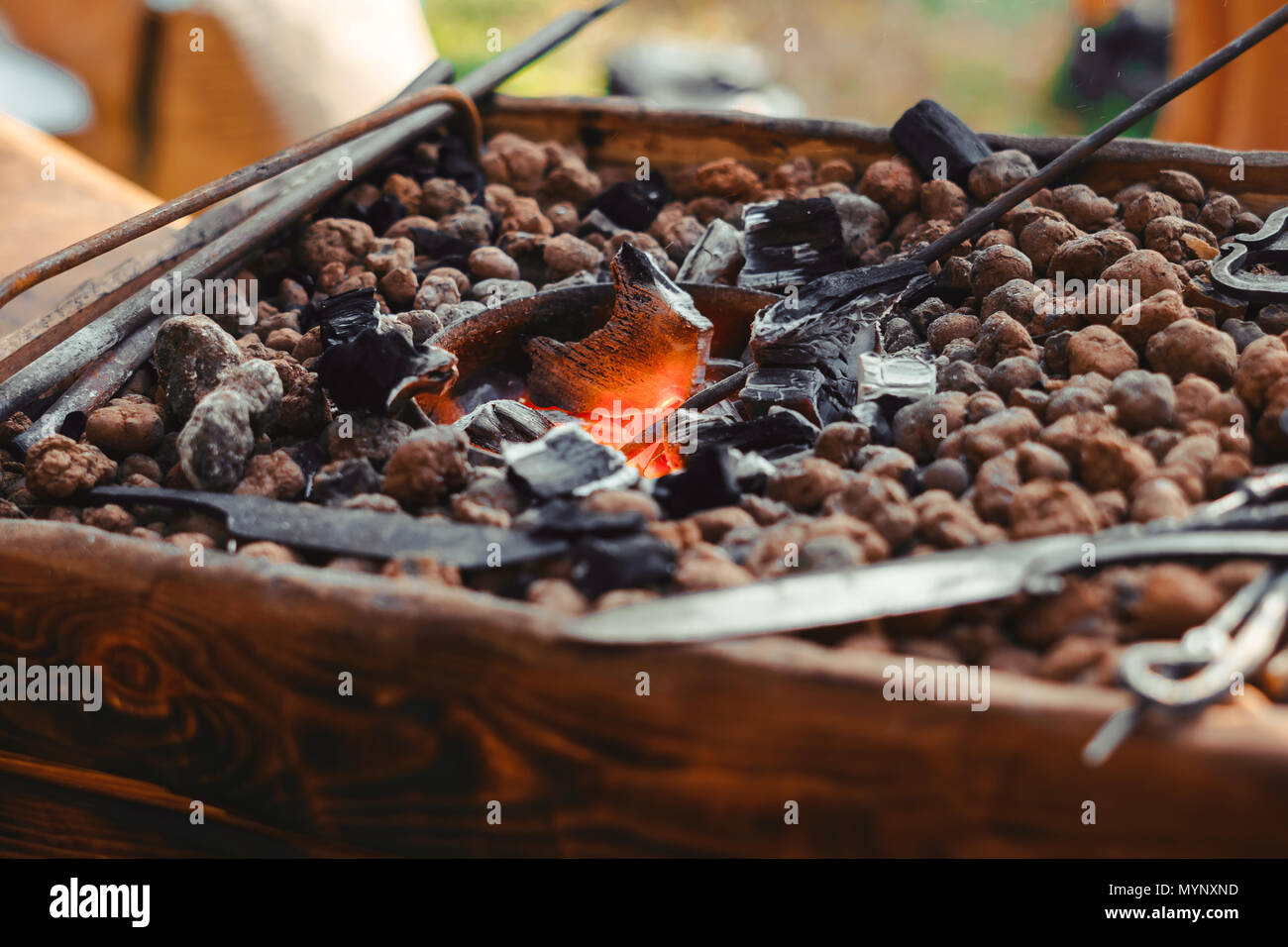 Forge fire Forge fire used for creating iron tools in blacksmith's ...