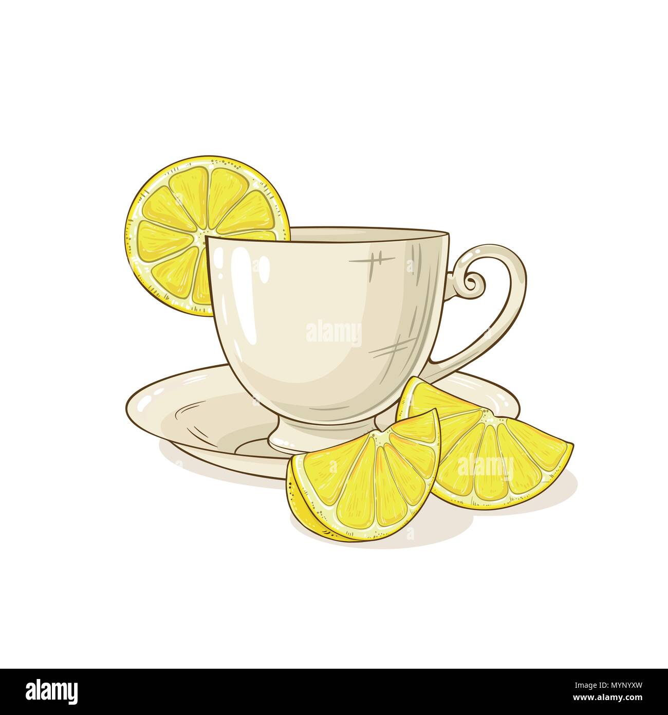 cup of lemon tea illustration on white background Stock Vector Image ...