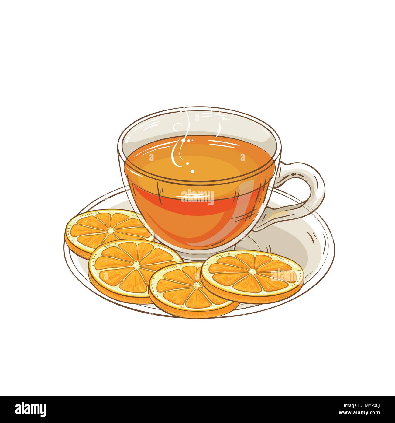 cup of orange tea illustration on white background Stock Vector Image ...