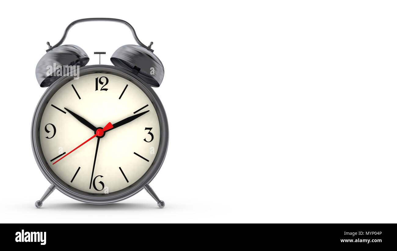 Metal alarm clock. 3D render Stock Photo - Alamy