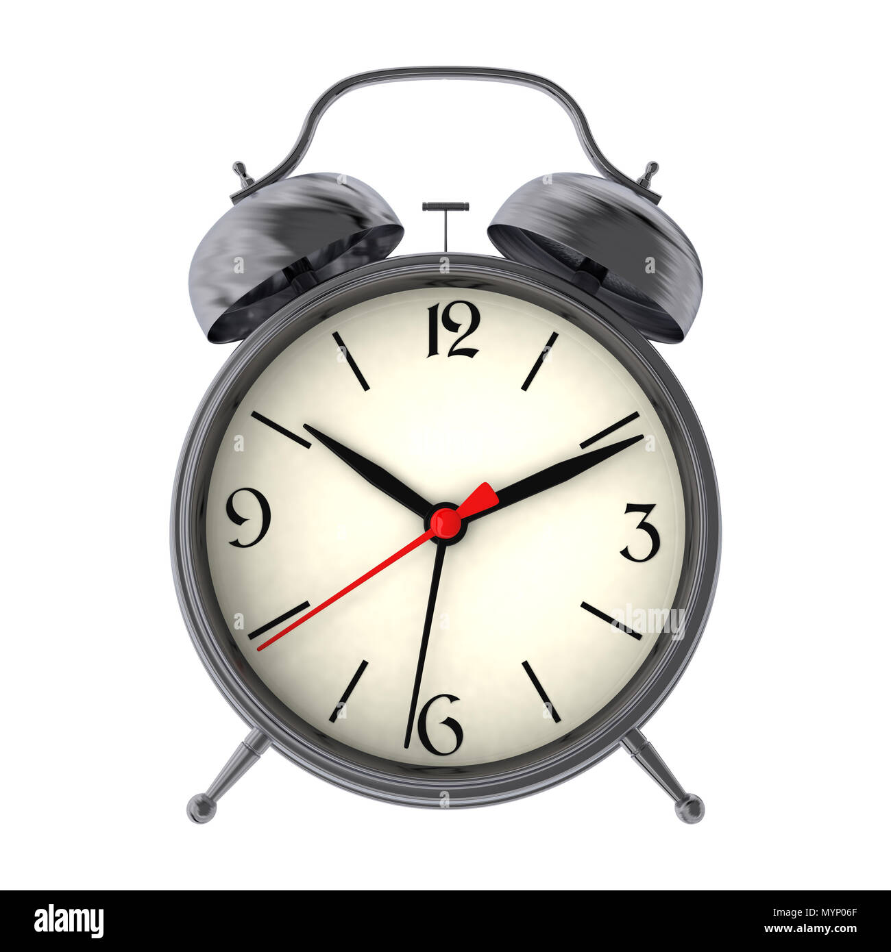 Metal alarm clock. 3D render Stock Photo - Alamy