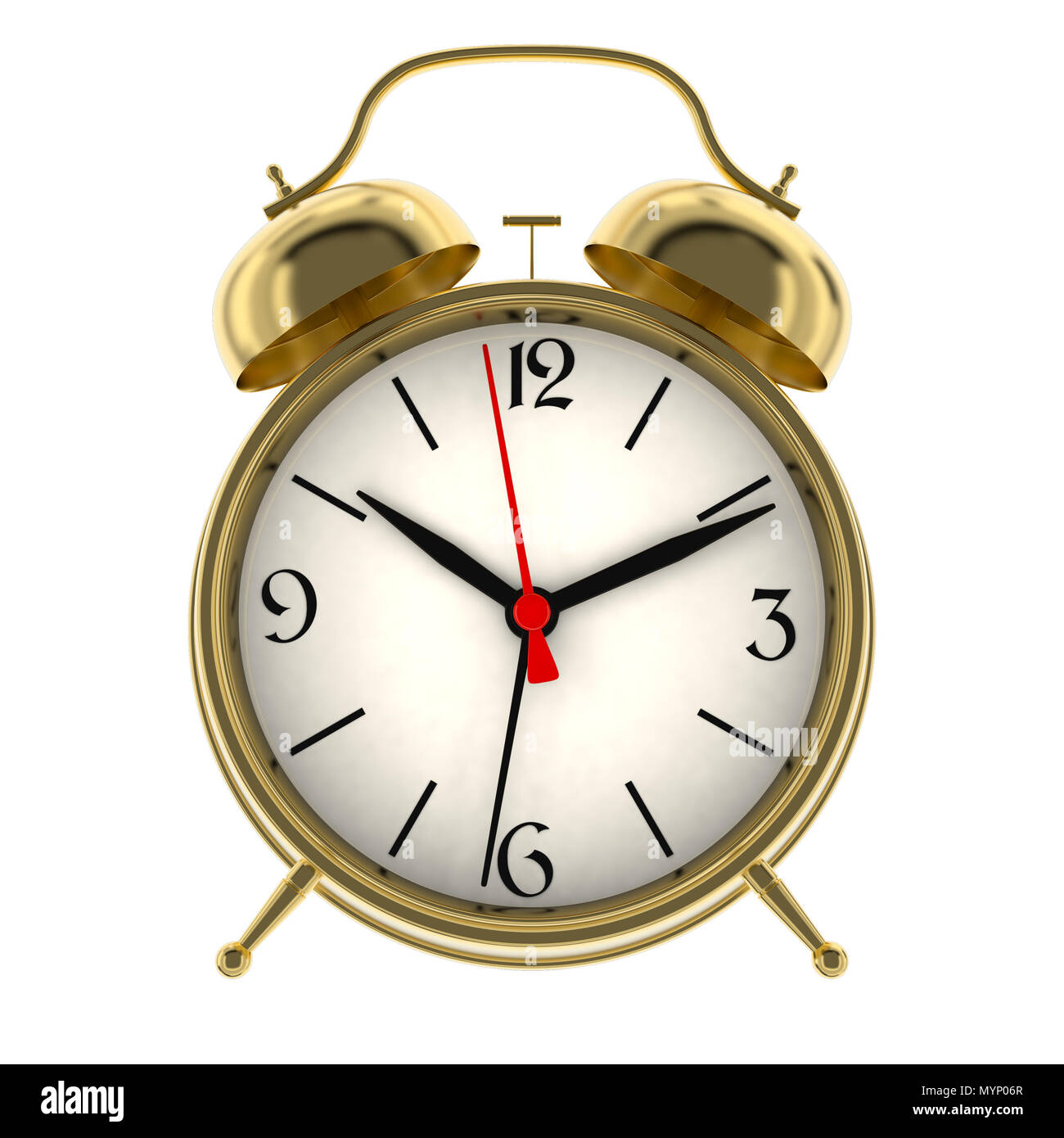 Gold alarm clock. 3D render Stock Photo - Alamy