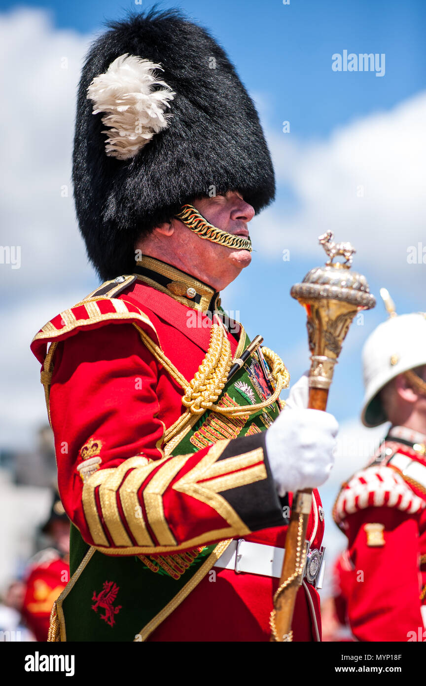 British military band plays at Cardiff Bay Stock Photo - Alamy
