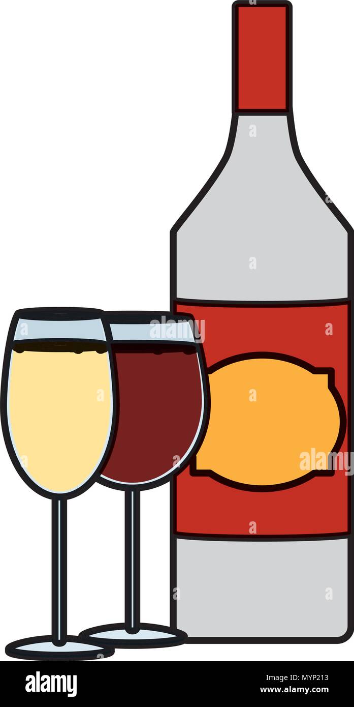 color schnapps liquor bottle with champagne and brandy glass Stock ...