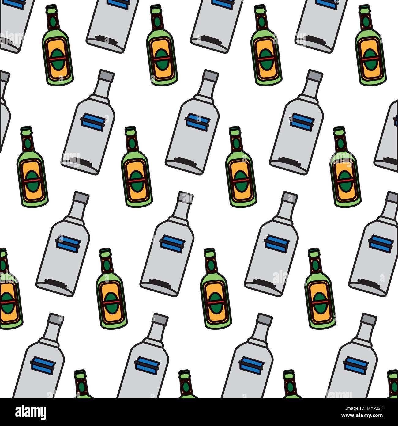 color vodka and schnapps liquor bottle background Stock Vector Image ...