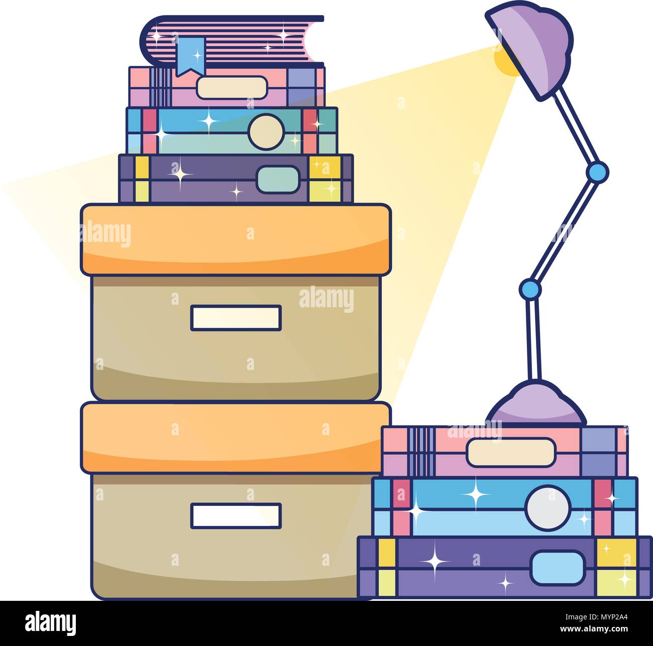 Books in boxes Stock Vector Images - Alamy