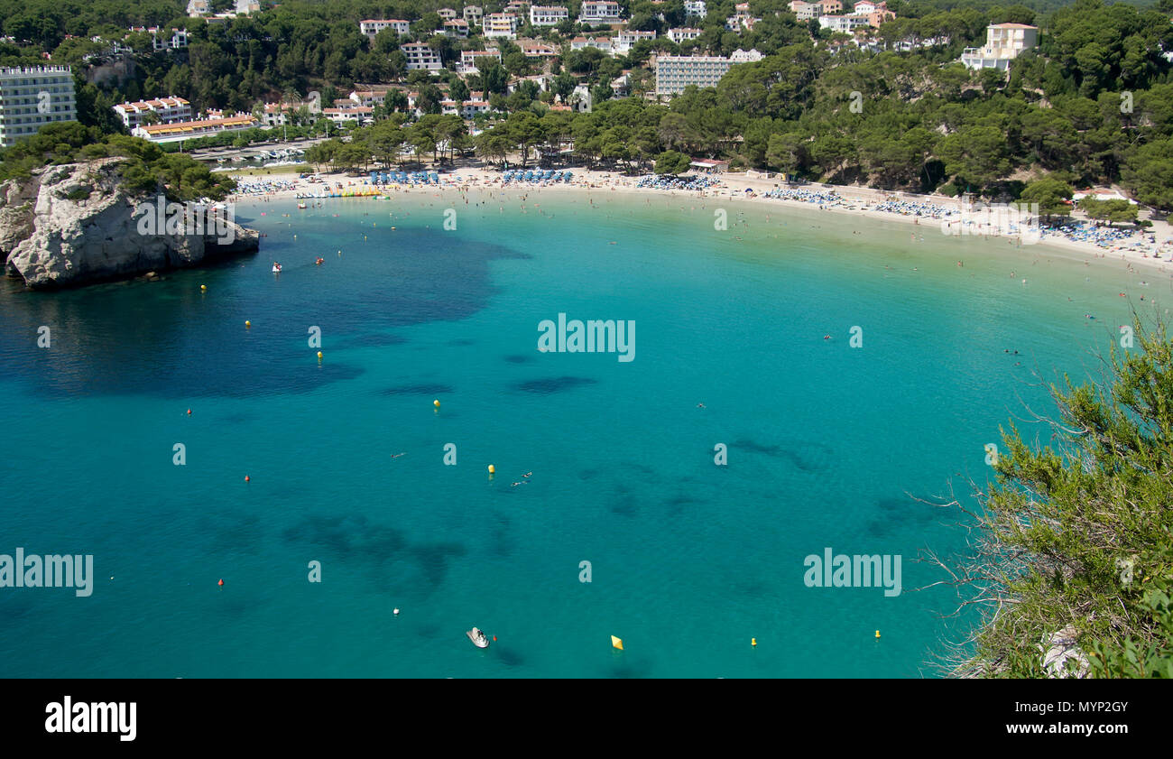 Aerial view of Cala Galdana beach at Menorca Island, Spain. Beatiful ...