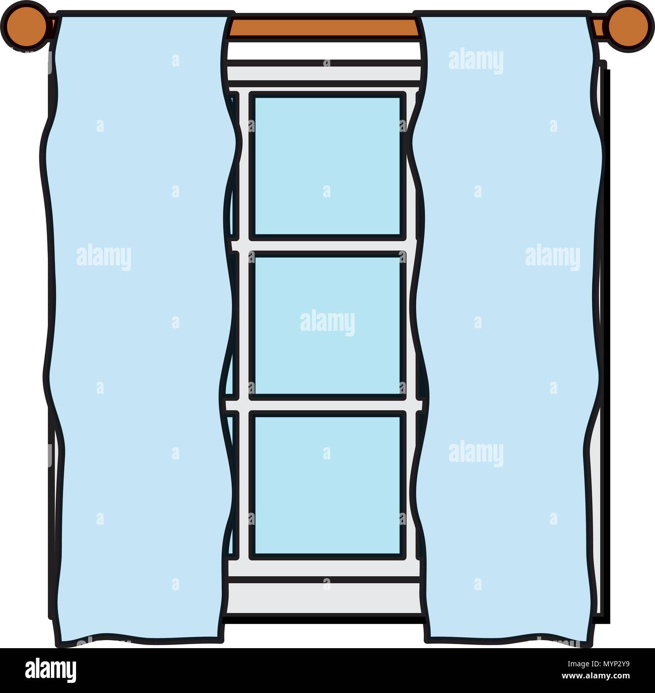 color window frame with veil curtain design Stock Vector Image & Art ...