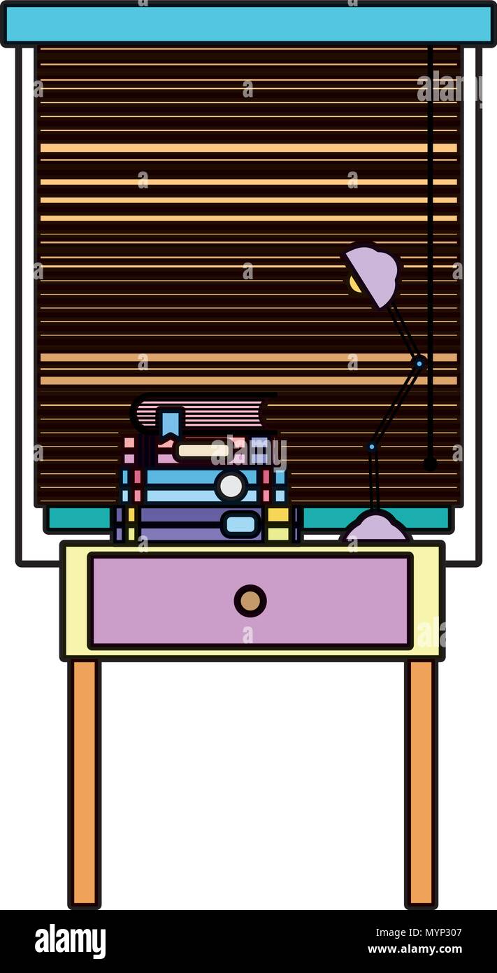 color books in the interior table end and lamp Stock Vector Image & Art ...