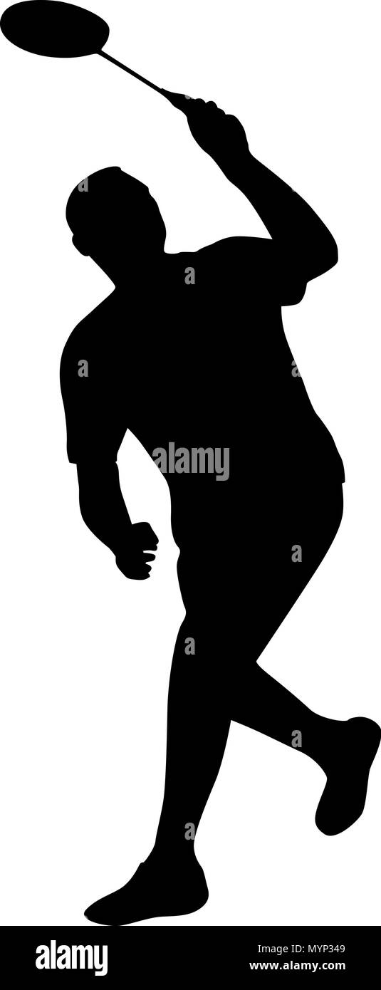man playing badminton vector silhouette illustration Stock Vector Image ...