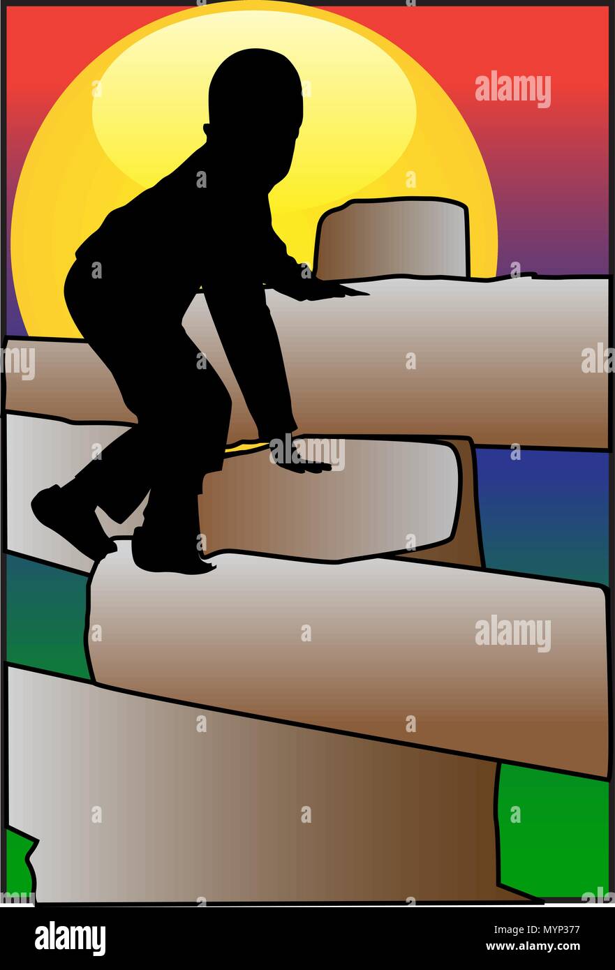Boy climbing the beams Stock Vector Image & Art - Alamy