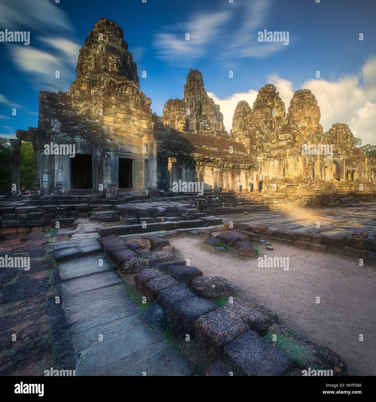 Ancient Gates of Bayon temple in Angkor complex Stock Photo - Alamy