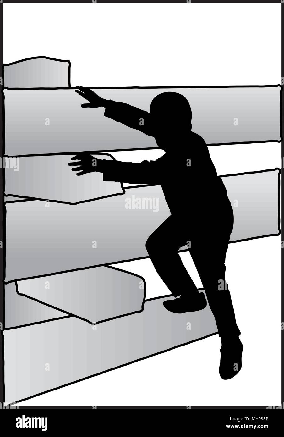 Boy climbing the beams Stock Vector Image & Art - Alamy