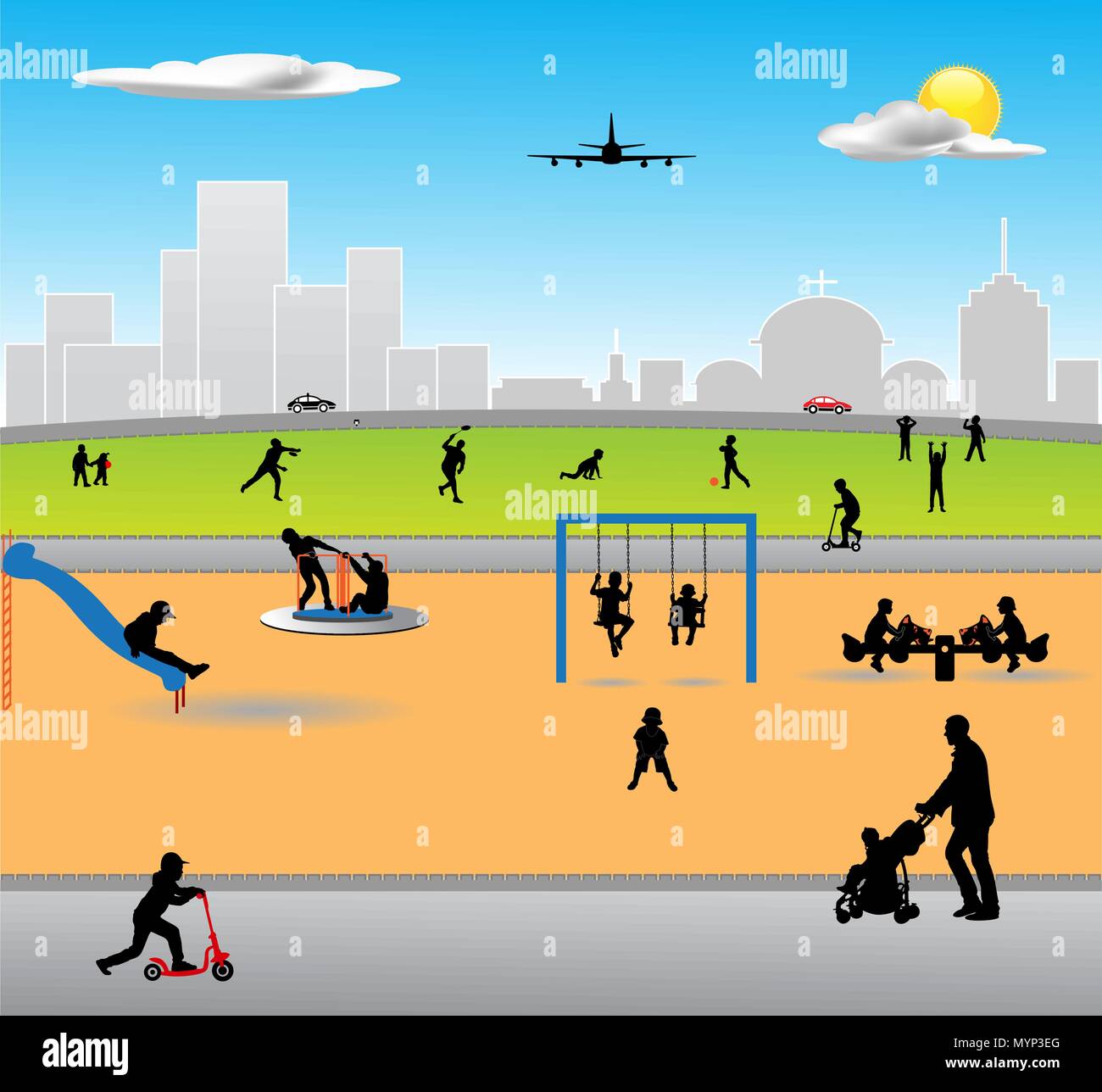 Children Playground Outdoor Park Vector illustration Stock Vector Image ...