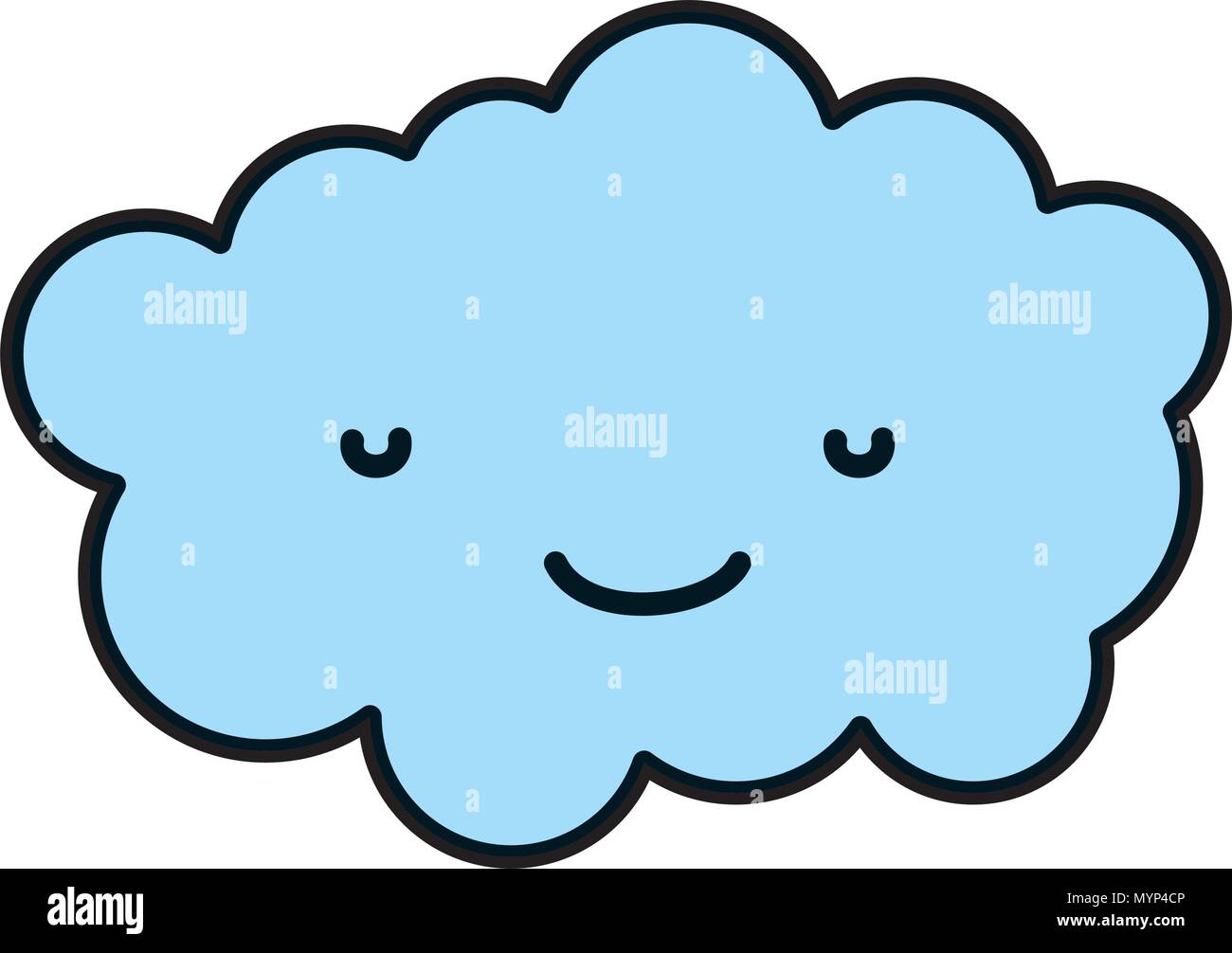 color kawaii cute and happy cloud fluffy weather Stock Vector Image ...