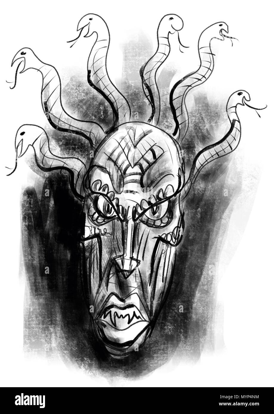 Illustration of the snake haired Medusa Gorgon from ancient Greek ...