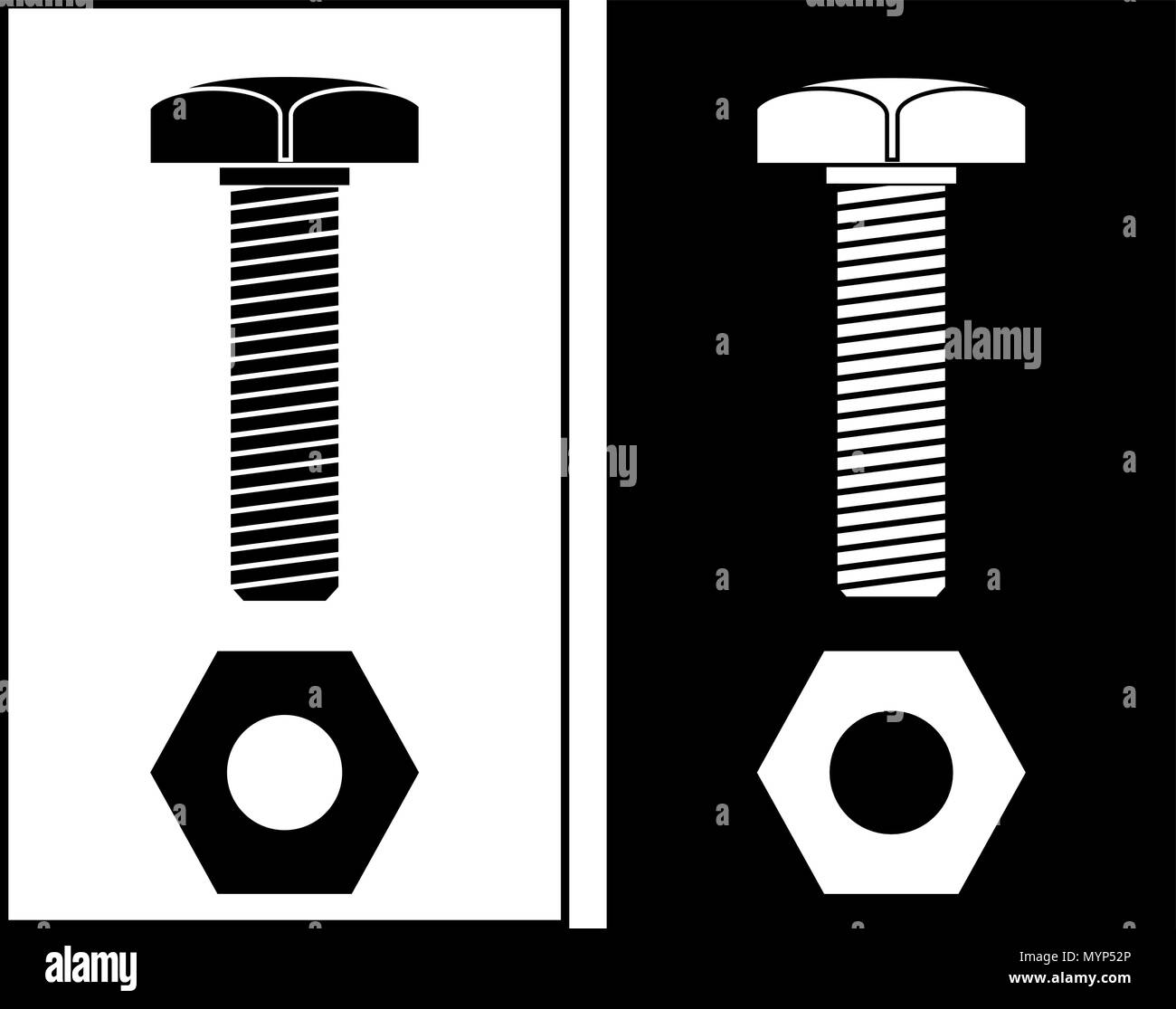 Vector illustration of screw, black and white Stock Vector Image & Art ...