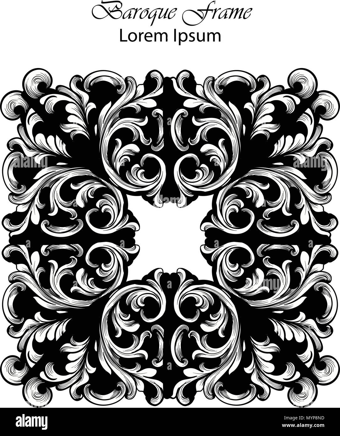 Square Frame Vector. Classic rich ornamented carved decors. Baroque ...